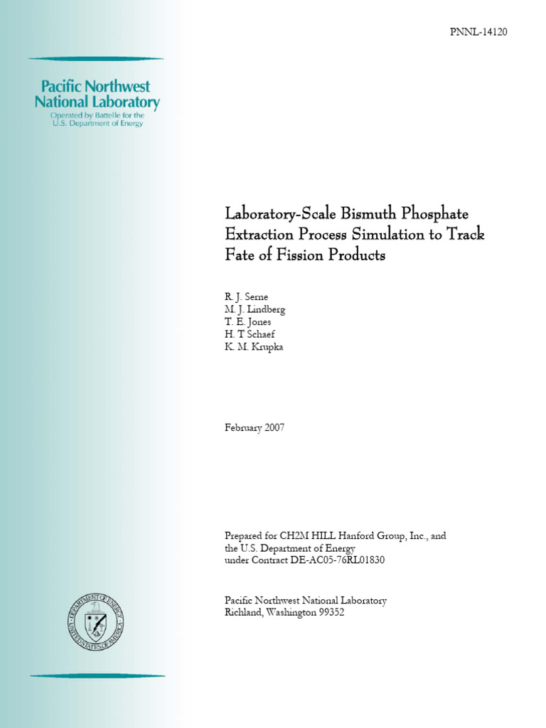 Bismuth Phosphate Process Fission Product Study | PDF | Chemistry ...
