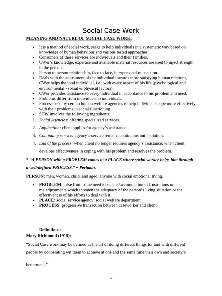 Social Case Work | PDF | Social Work | Psychological Concepts