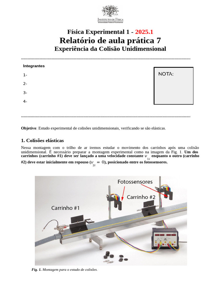 Colisões Unidimensionais: Experimentos e Análise | PDF | Colisão | Massa
