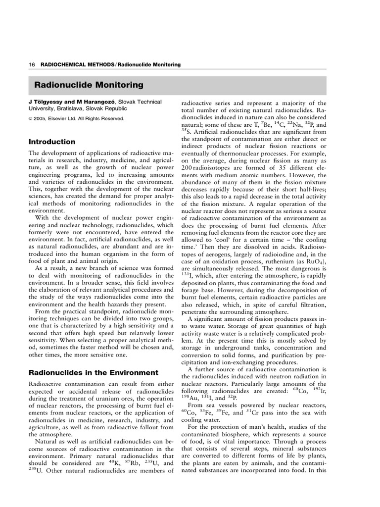 Radionuclide Monitoring Techniques | PDF | Radionuclide | Radioactive ...
