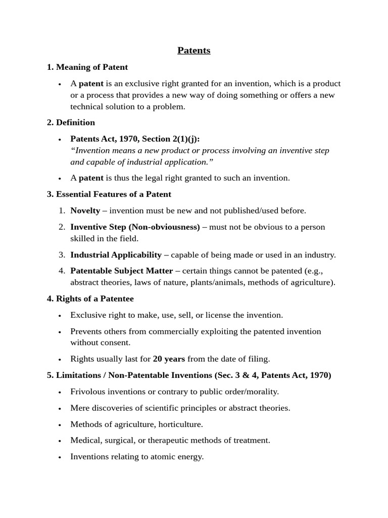 Basics of Patent | PDF