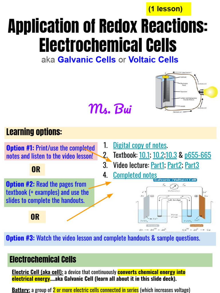 Redox Reactions in Electrochemical Cells | PDF | Redox | Electrochemistry