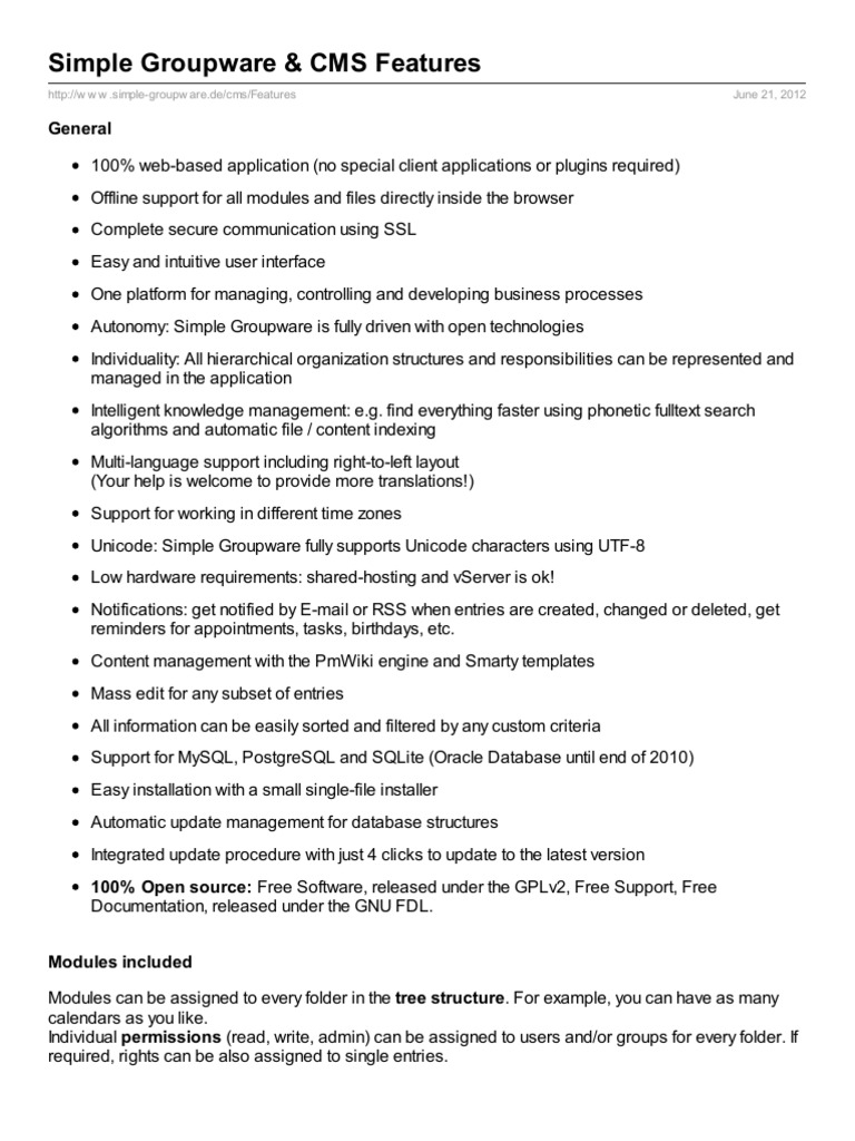 Simple Groupware CMS Features | PDF | Gmail | Application Programming ...