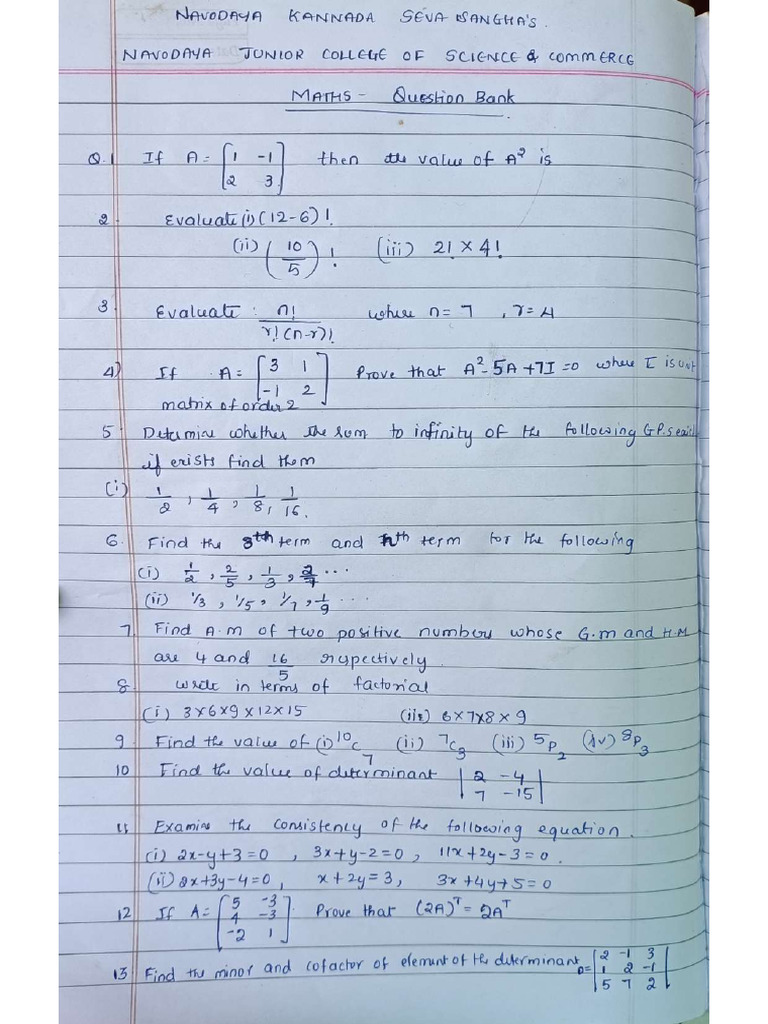 Maths Question Bank | PDF