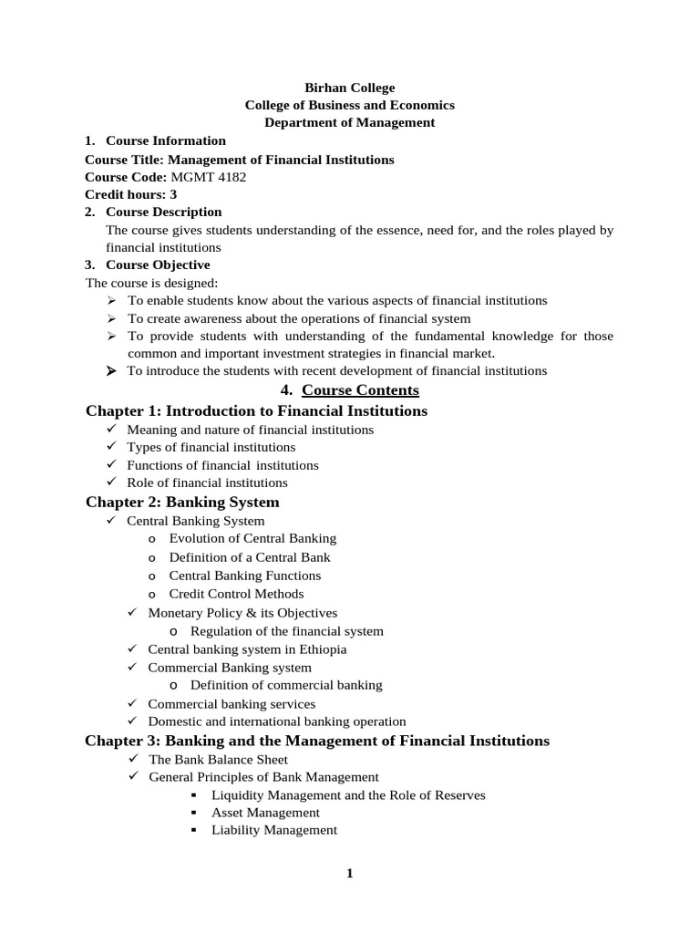 Management of Financial Institutions | PDF | Banks | Central Banks