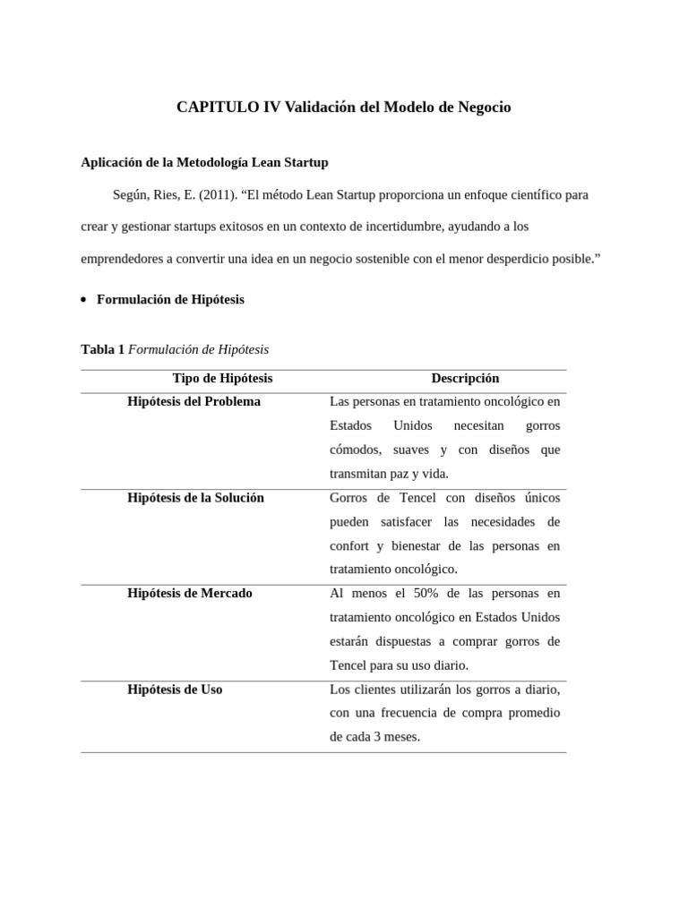Validacion Del Modelo de Negocio - CAPITULO IV Y v | PDF | Lean Startup ...
