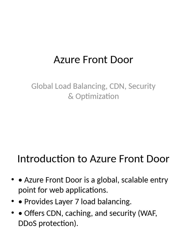 Azure Front Door Presentation | PDF