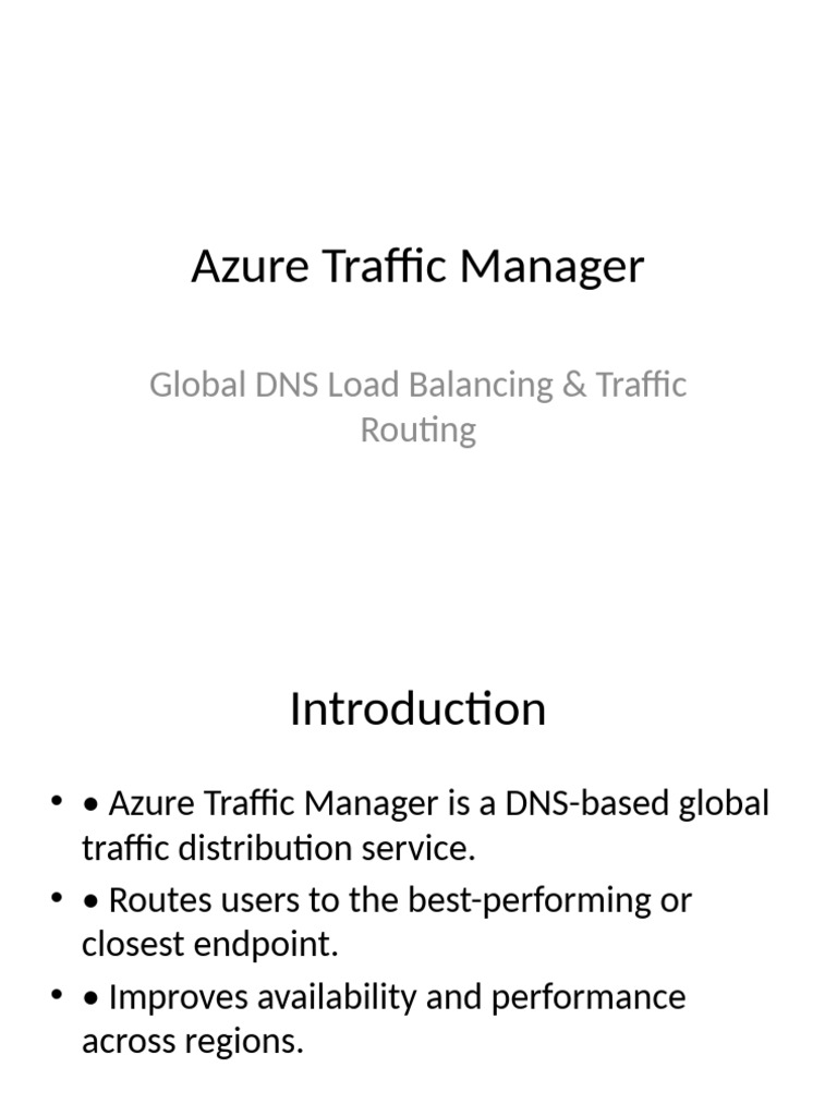 Azure Traffic Manager Presentation | PDF