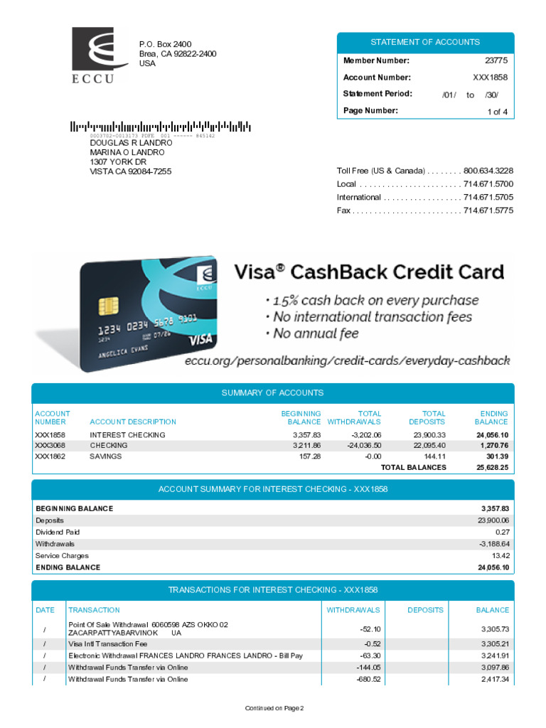 Bank Statement-Energy Capital Credit Union Statement-PDF | PDF ...