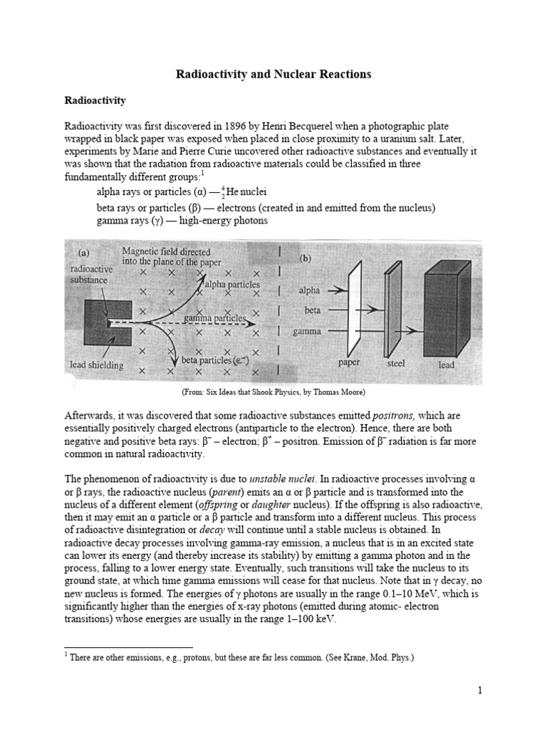 Chap9 Radioactivity and Nuclear Reactions Notes s12 | PDF | Radioactive ...