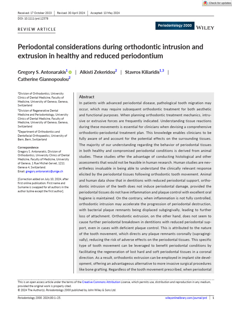 Periodontology 2000 - 2024 - Antonarakis - Periodontal Considerations ...