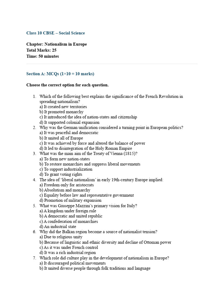 Nationalism in Europe: Class 10 Guide | PDF | Nationalism | Nation State