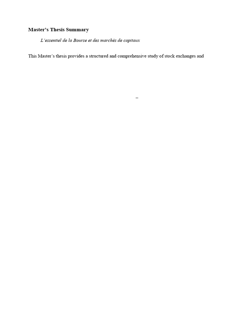 Master’s Thesis Summary | PDF