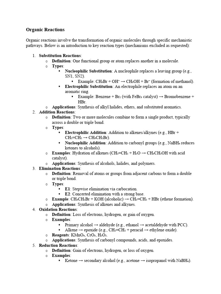 Organic Reactions(M 4) | PDF | Alkene | Chemical Reactions