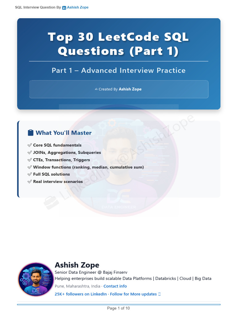 SQL Interview Questions 1767855635 | PDF | Data Management | Databases