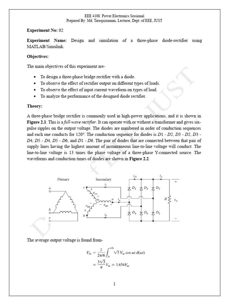 Three-Phase Diode Rectifier Design in MATLAB | PDF | Rectifier | Power ...