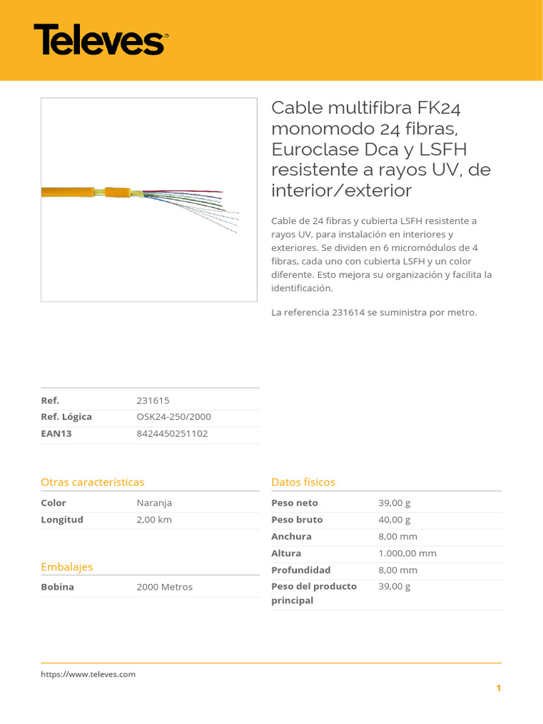 Cable Multifibra | PDF | Bienes manufacturados | Equipo eléctrico
