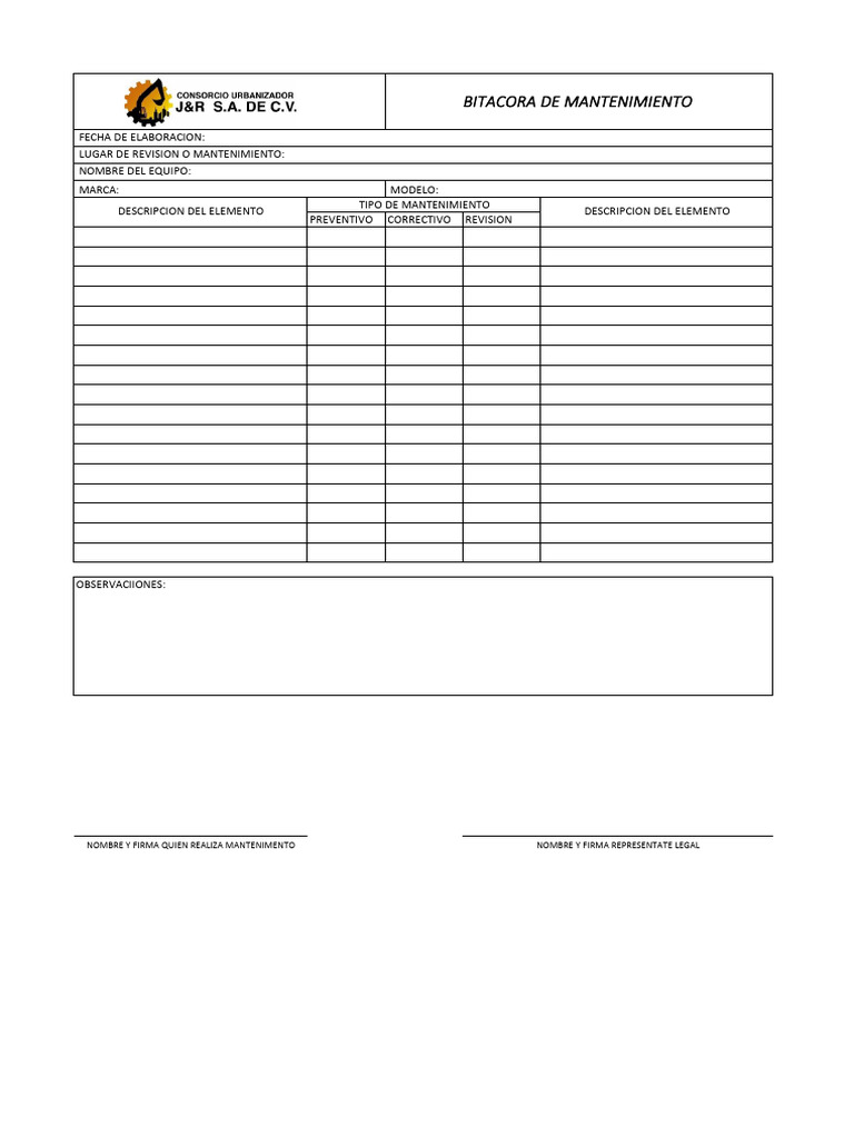 Bitácora de Mantenimiento Técnico | PDF