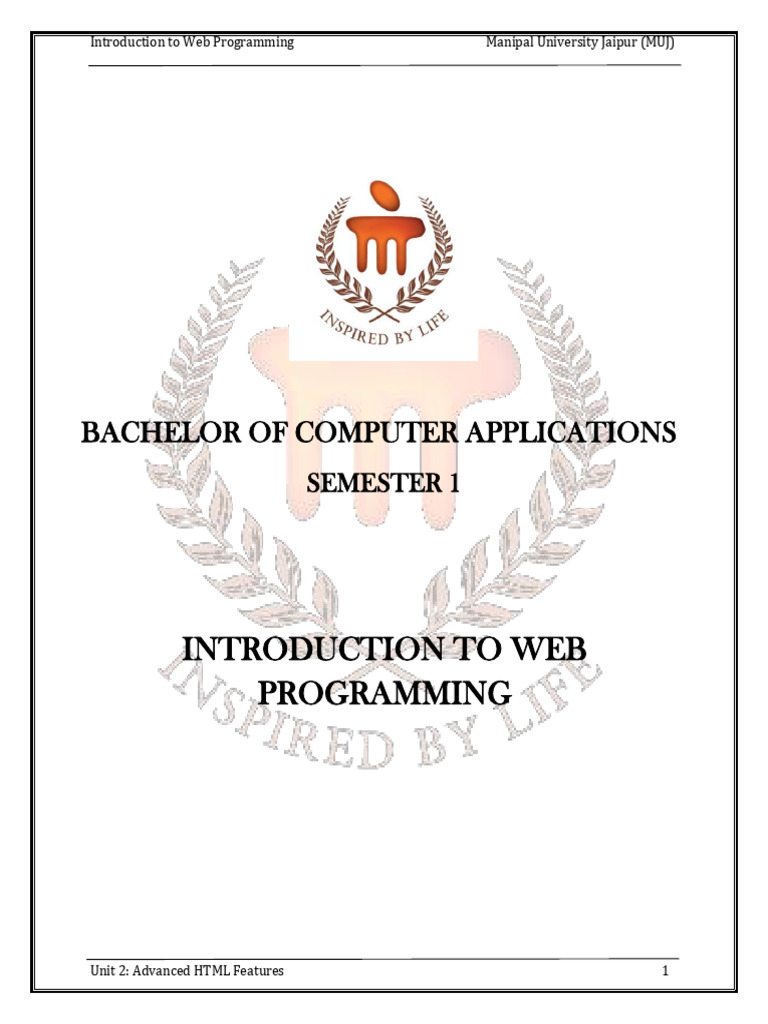 Introduction to Web Programming Unit 2 - V1 | PDF | Hyperlink | World Wide Web