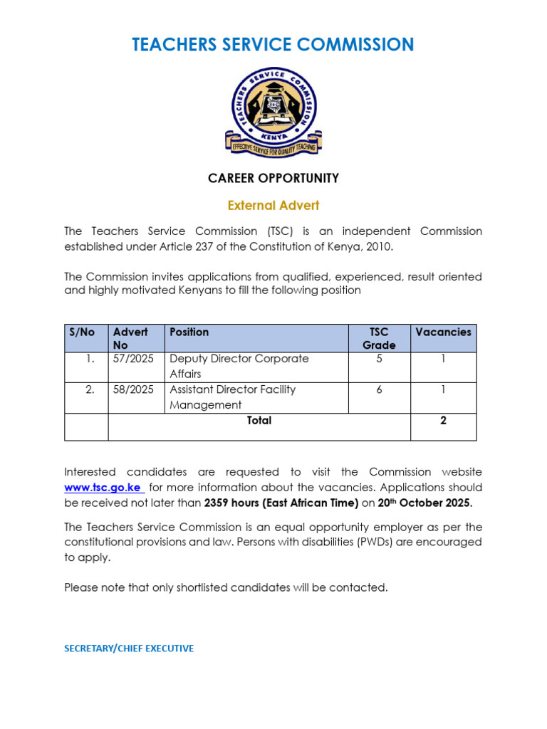 External Advert- Dd Corporate Affairs Ad Facility Management | PDF ...