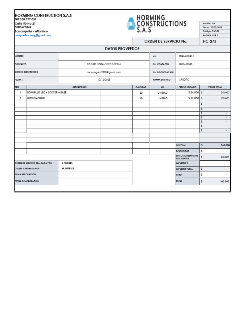 # 273 Orden de Compra | PDF