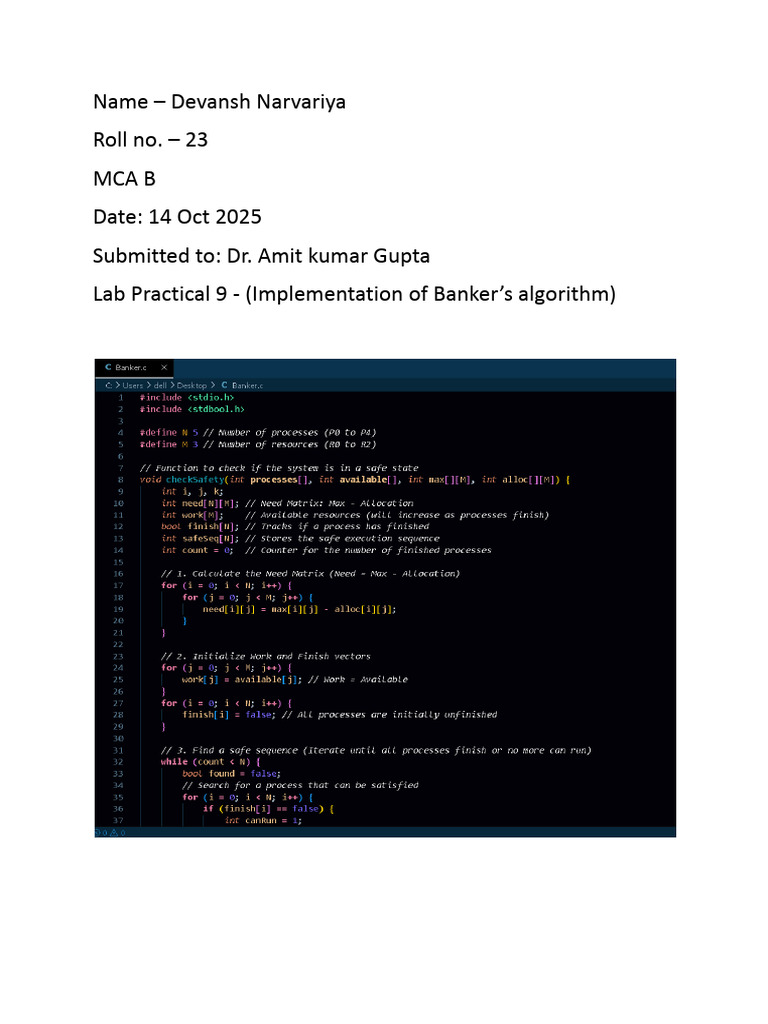 Banker's Algorithm | PDF