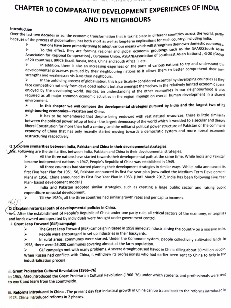 Chapter-11 Comparative Development Experiences of India and Its ...