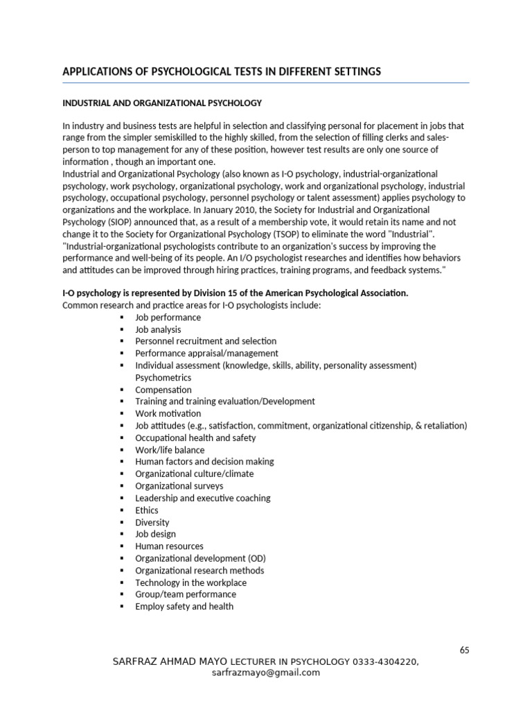 Applications of Psychological Tests | PDF | Neuropsychology ...