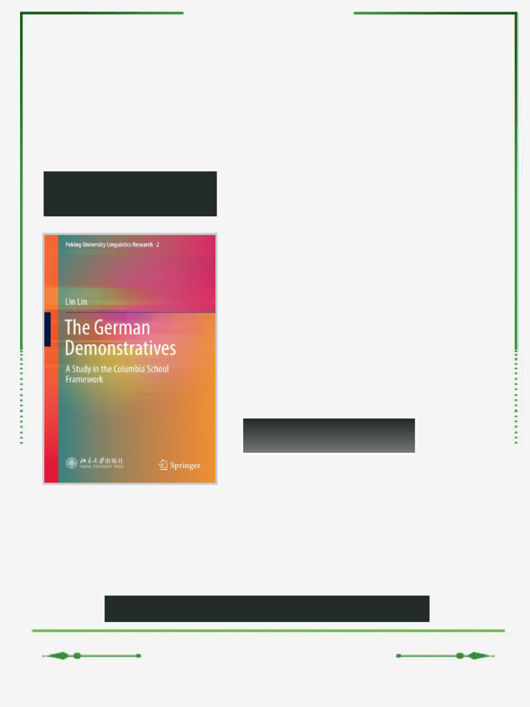 The German Demonstratives A Study in the Columbia School Framework Lin ...