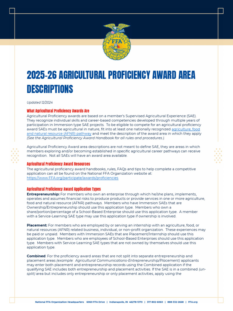 Agricultural Proficiency Award Areas Guide | PDF | Cereals | Crops