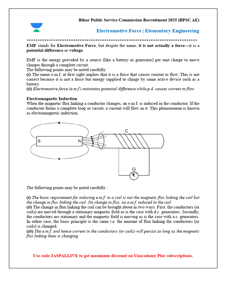 EMF | PDF | Electromagnetic Induction | Inductance