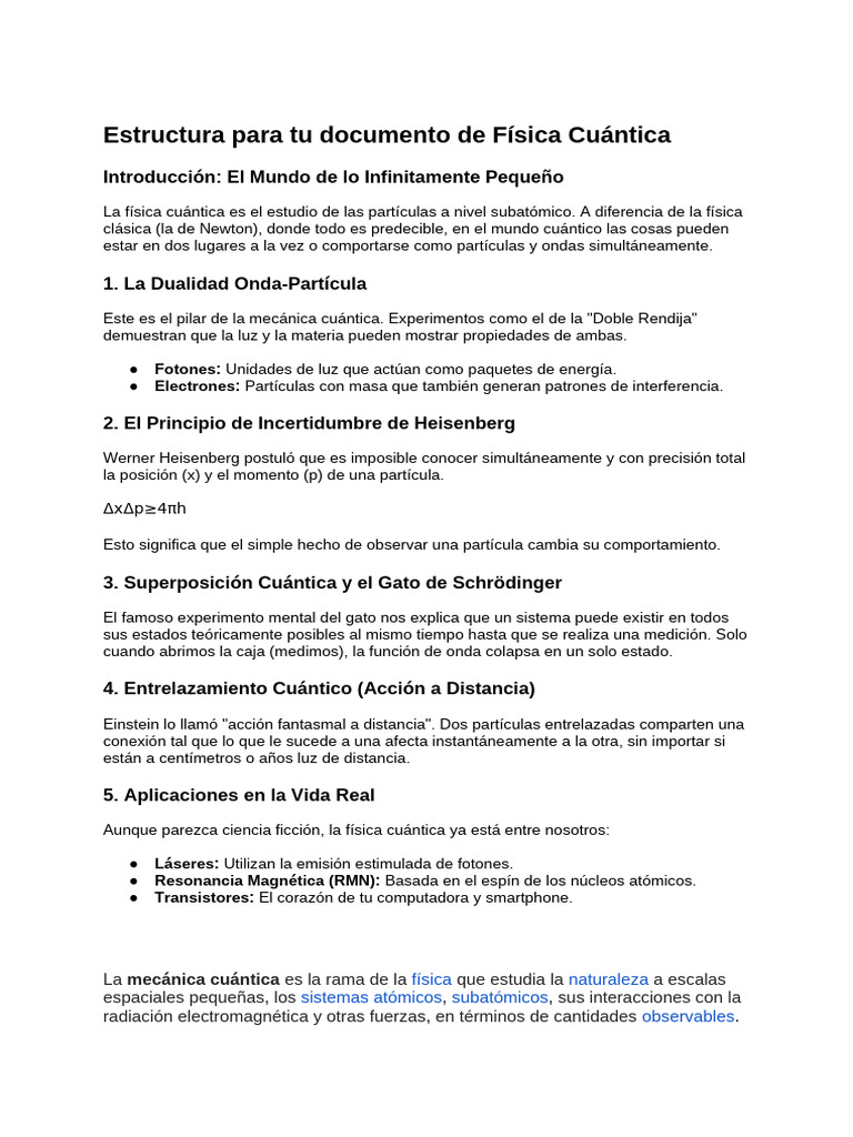Fundamentos de la Física Cuántica | PDF | Mecánica cuántica | Función ...