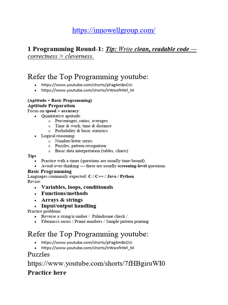 Innowell Preparation | PDF | Computer Programming | Computing