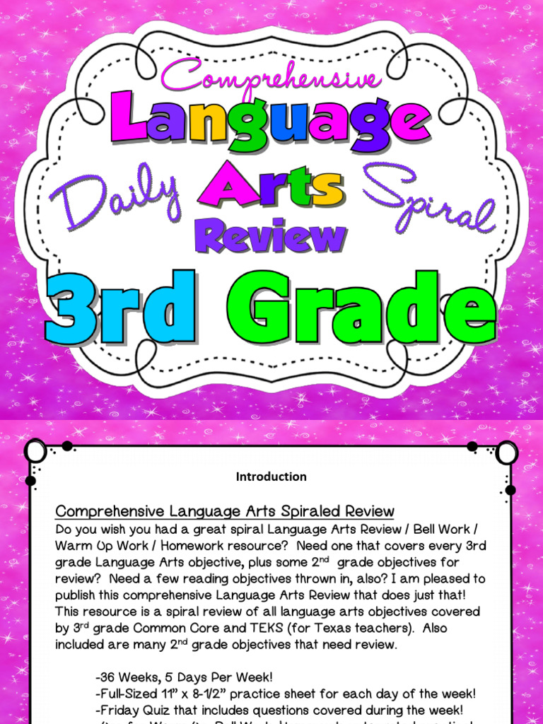 3rd Grade Language Arts Spiral Review | PDF | Adjective | Syntax