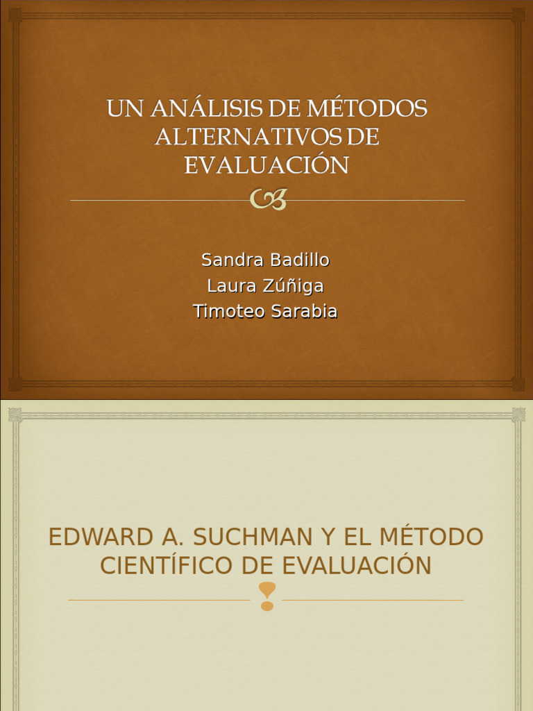 Edward a. Suchman y El Metodo Cientifico de Evaluacion | PDF ...