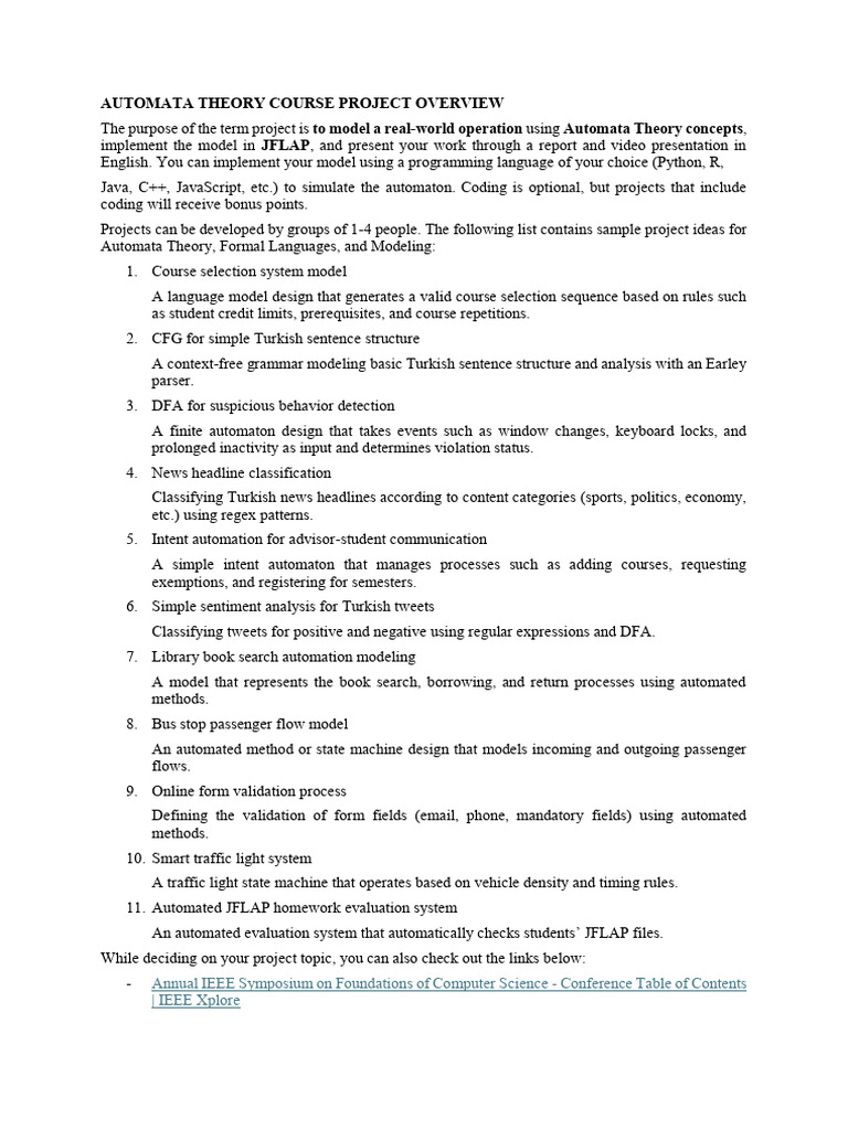 Automata Theory Project Guidelines | PDF | Automata Theory | Regular ...