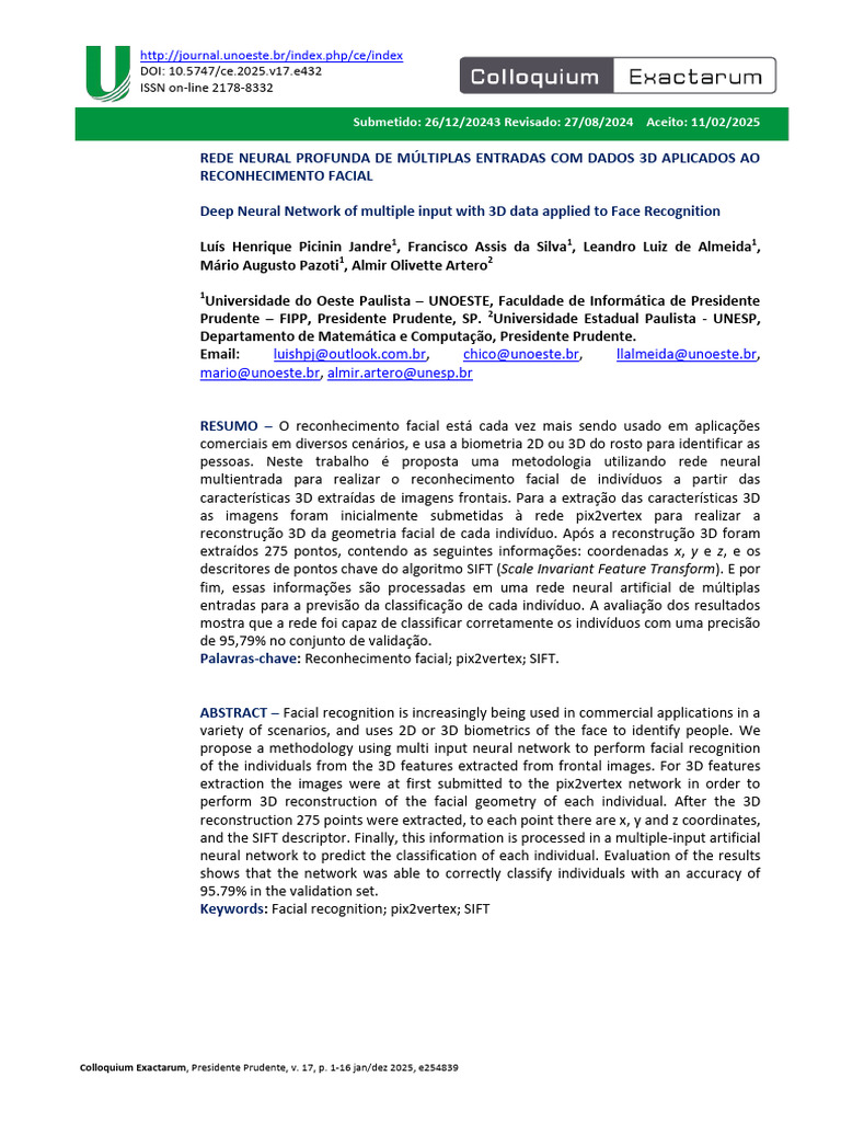 REDE NEURAL PROFUNDA DE MÚLTIPLAS ENTRADAS COM DADOS 3D APLICADOS AO ...