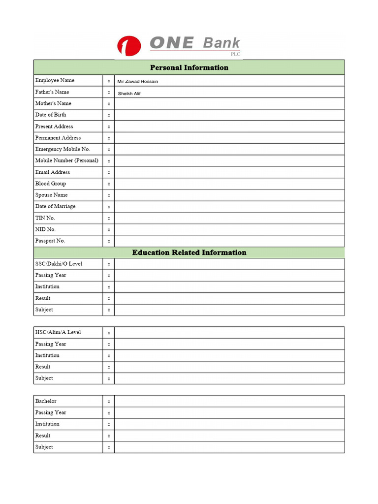 Employee Personal and Education Details | PDF