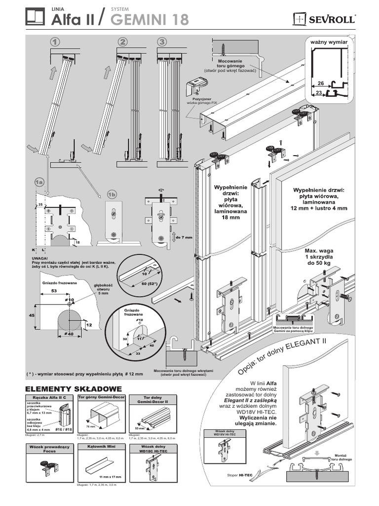 Instrukcja Montażu - System Gemini 18 Linia Alfa II | PDF