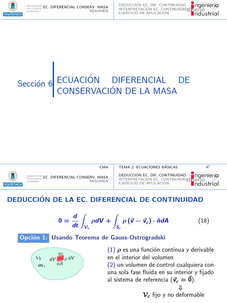 Ecuación Diferencial de Conservación de Masa | PDF | Flujo | Ingeniería ...