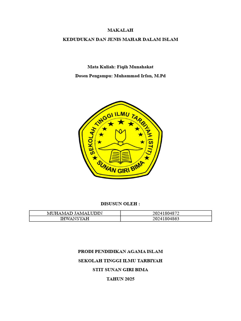 Jenis dan Hukum Mahar dalam Islam | PDF
