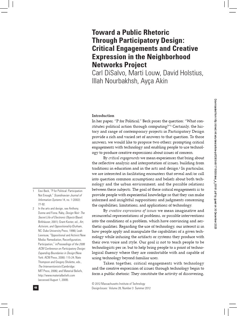 Toward a Public RhetoricThrough Participatory Design：Critical ...