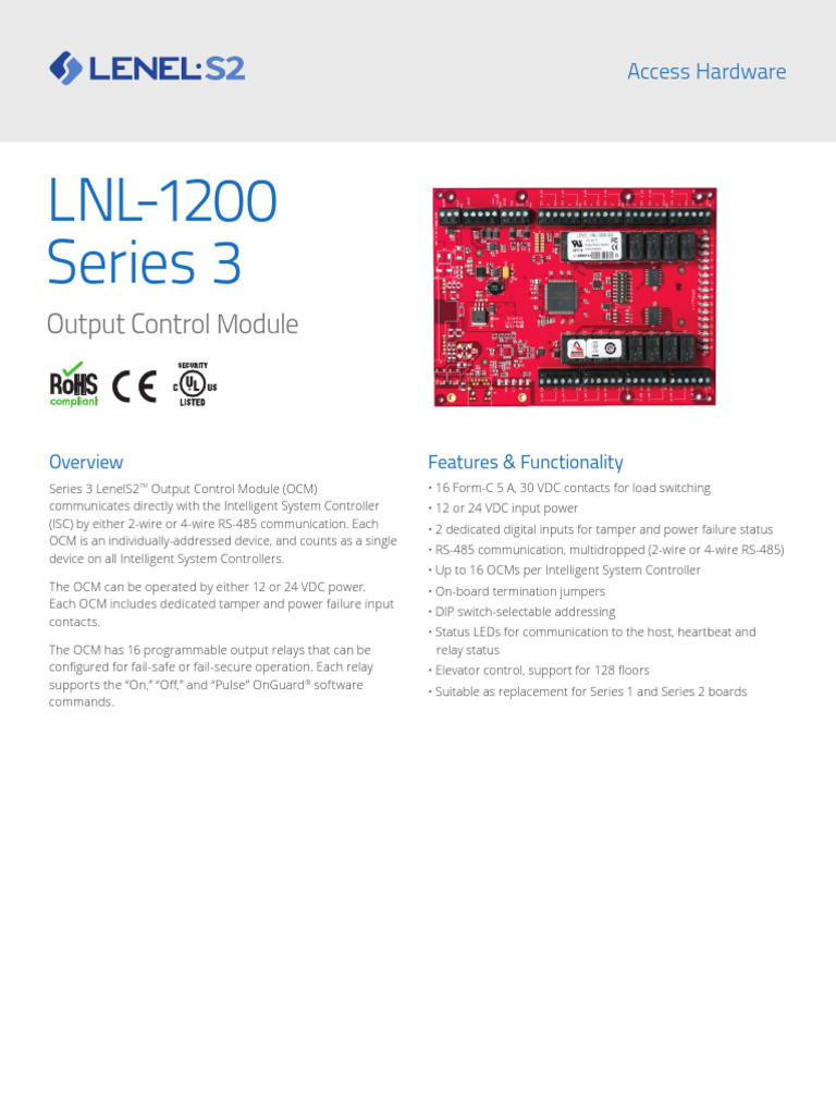 LenelS2 OCM LNL-1200 Series 3 Overview | PDF | Relay | Manufactured Goods