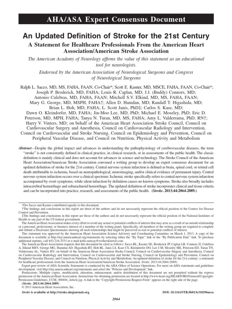 An Updated Definition of Stroke for the 21st Century | PDF | Stroke ...