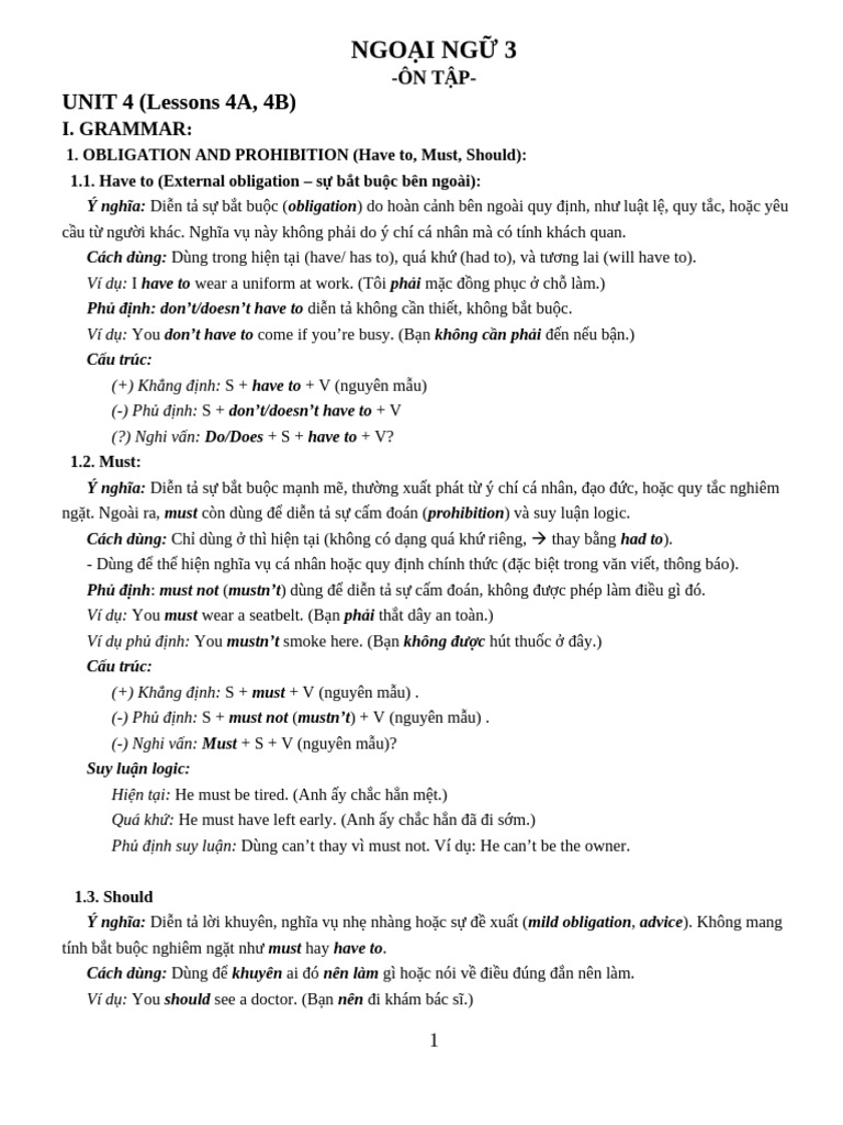 Nn3 On Tap Unit 4 Student | PDF