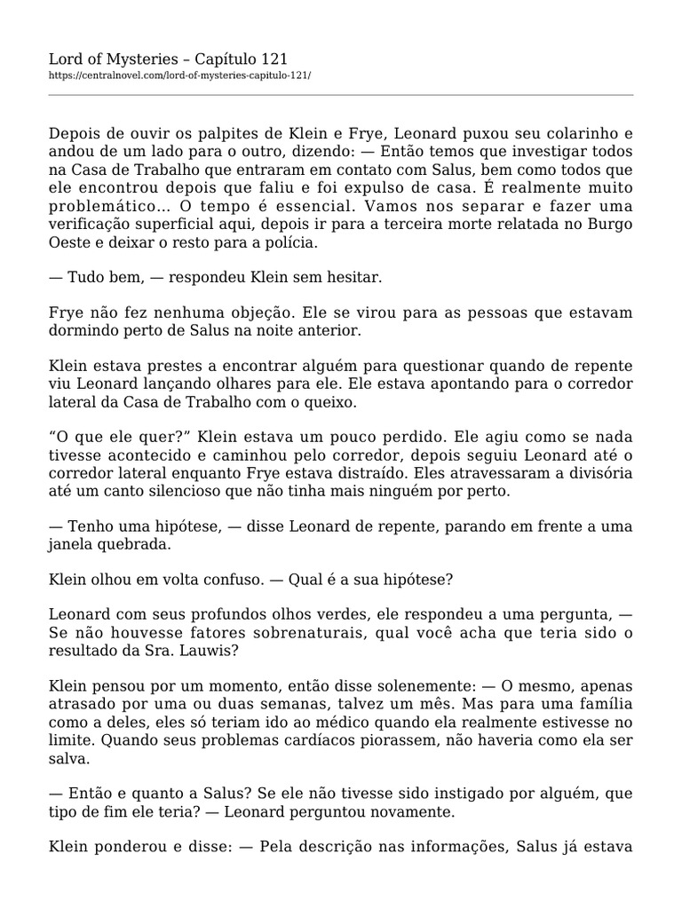 Lord of Mysteries Vol.1 Cap. 121-140 | PDF | Tempo | Morte