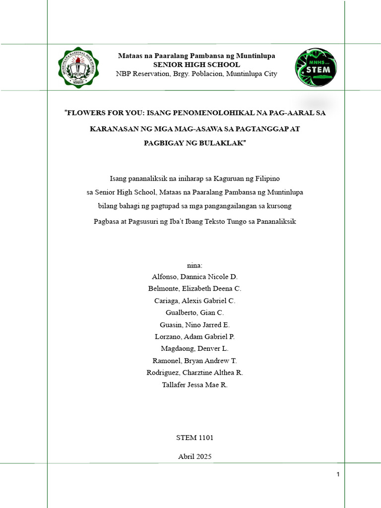 Flowers for You Final Pagbasa | PDF
