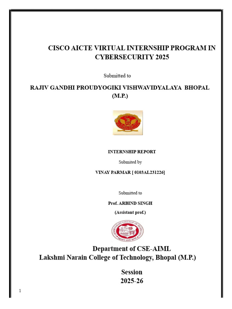 My Internship Report 2025 26 | PDF | Osi Model | Computer Network