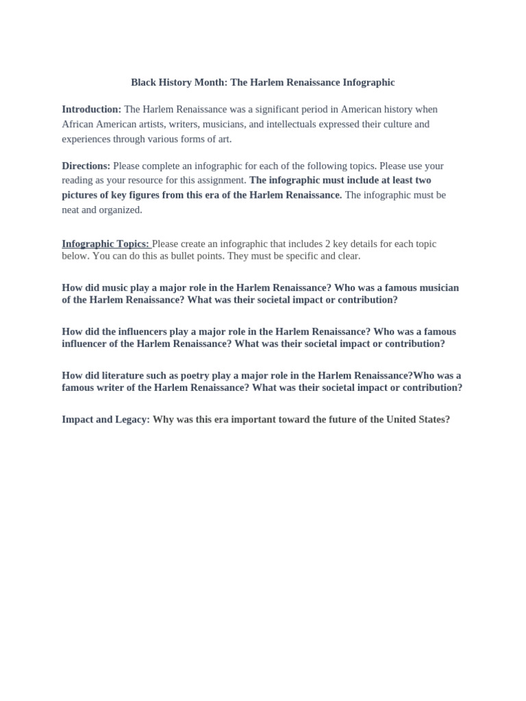 Harlem Renaissance Infographic Guide | PDF